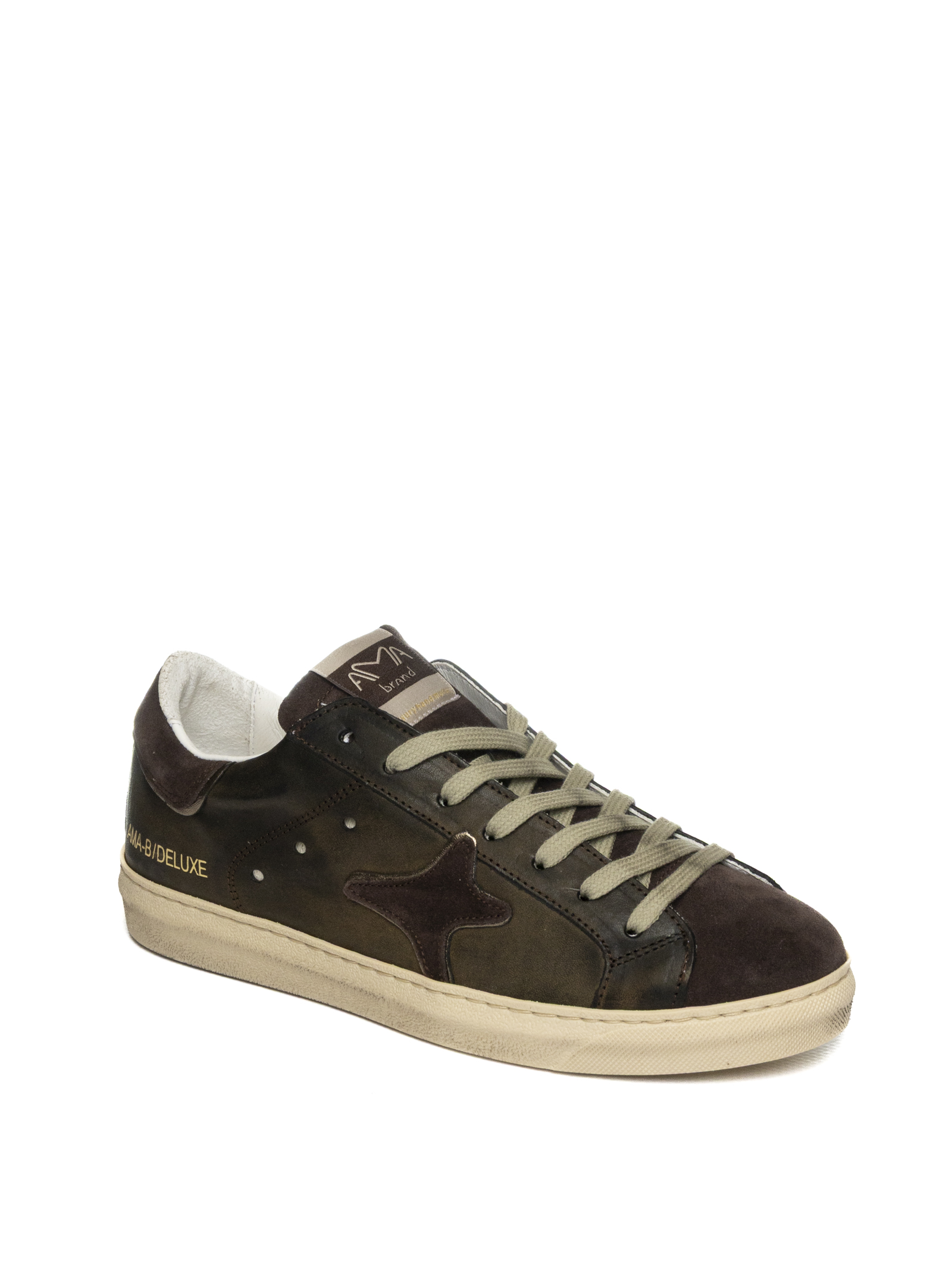 Dark brown washed leather sneaker - AMA BRAND DELUXE - Pk by Paskal
