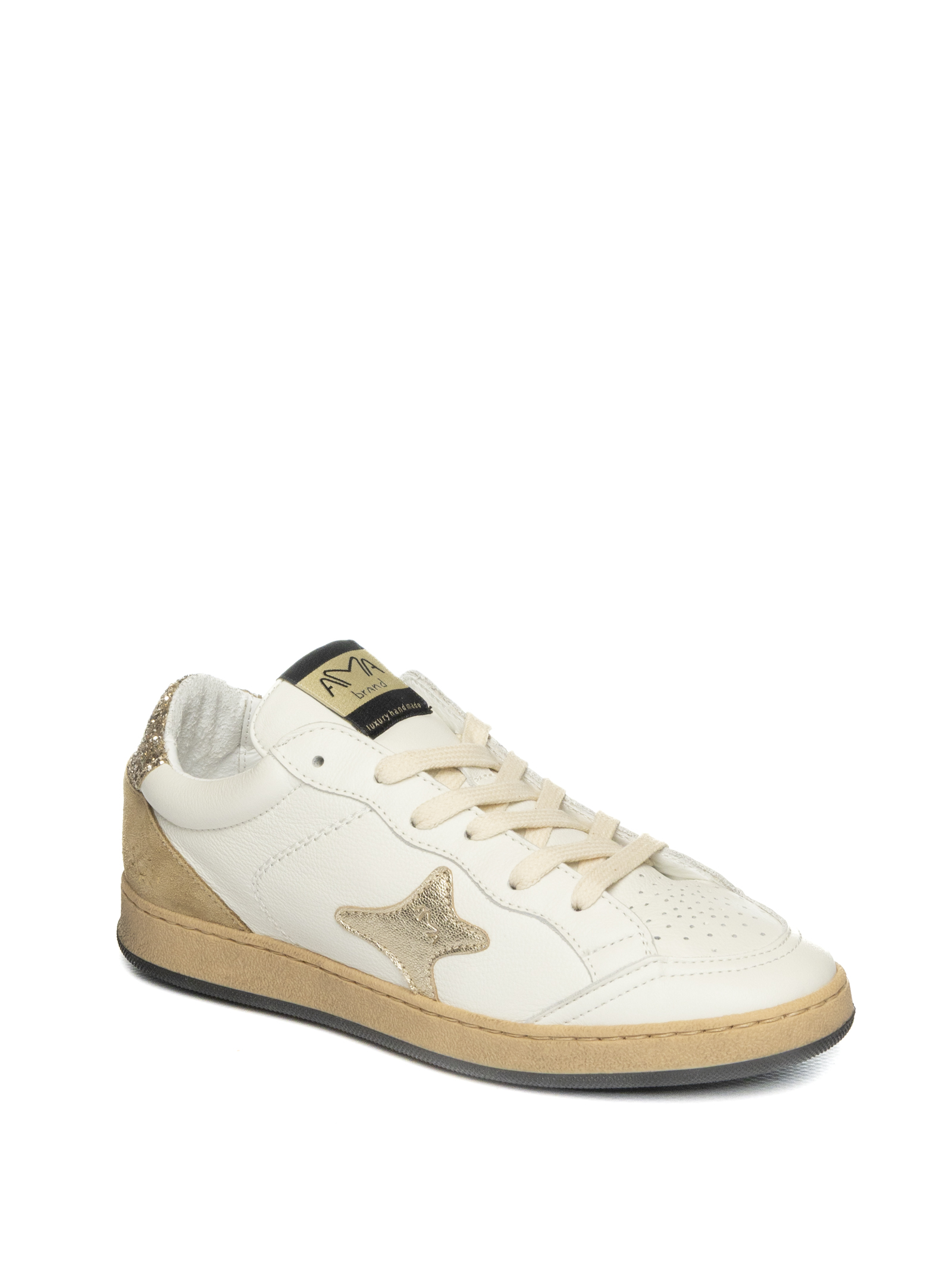 White/gold leather sneaker - AMA BRAND DELUXE - Pk by Paskal